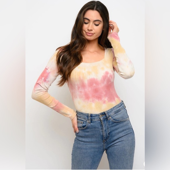 Le Lis | Tops | Tie Dye Square Neck Bodysuit | Poshmark